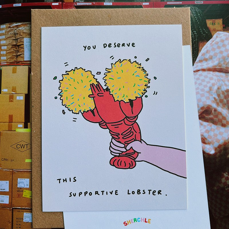 Supportive Lobster Greeting Card – Wormhole