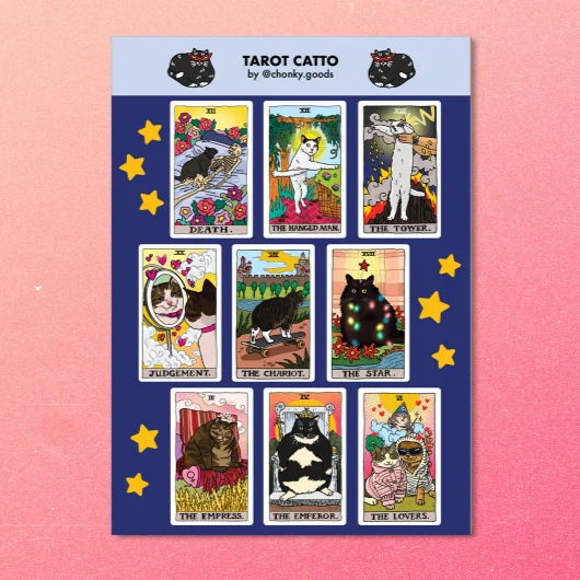 Tarot Cat Meme Sticker Sheet – Wormhole