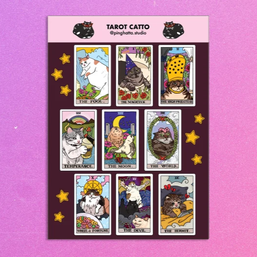 Tarot Cat Meme Sticker Sheet – Wormhole