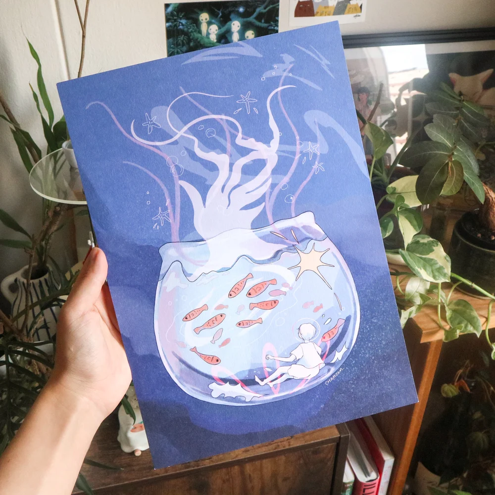 Jelly Fishbowl A4 Print – Wormhole